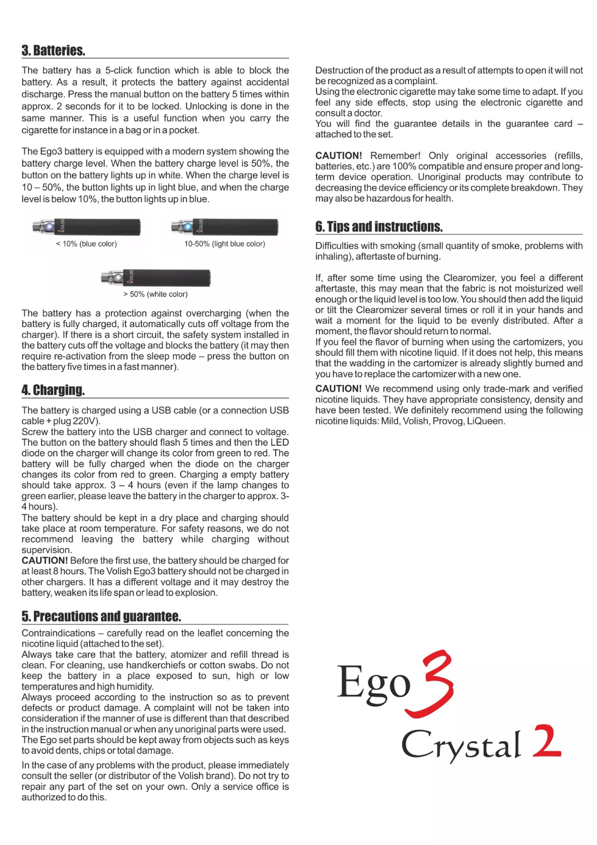 Instruction Manual for Volish Crystal 3 | PDF