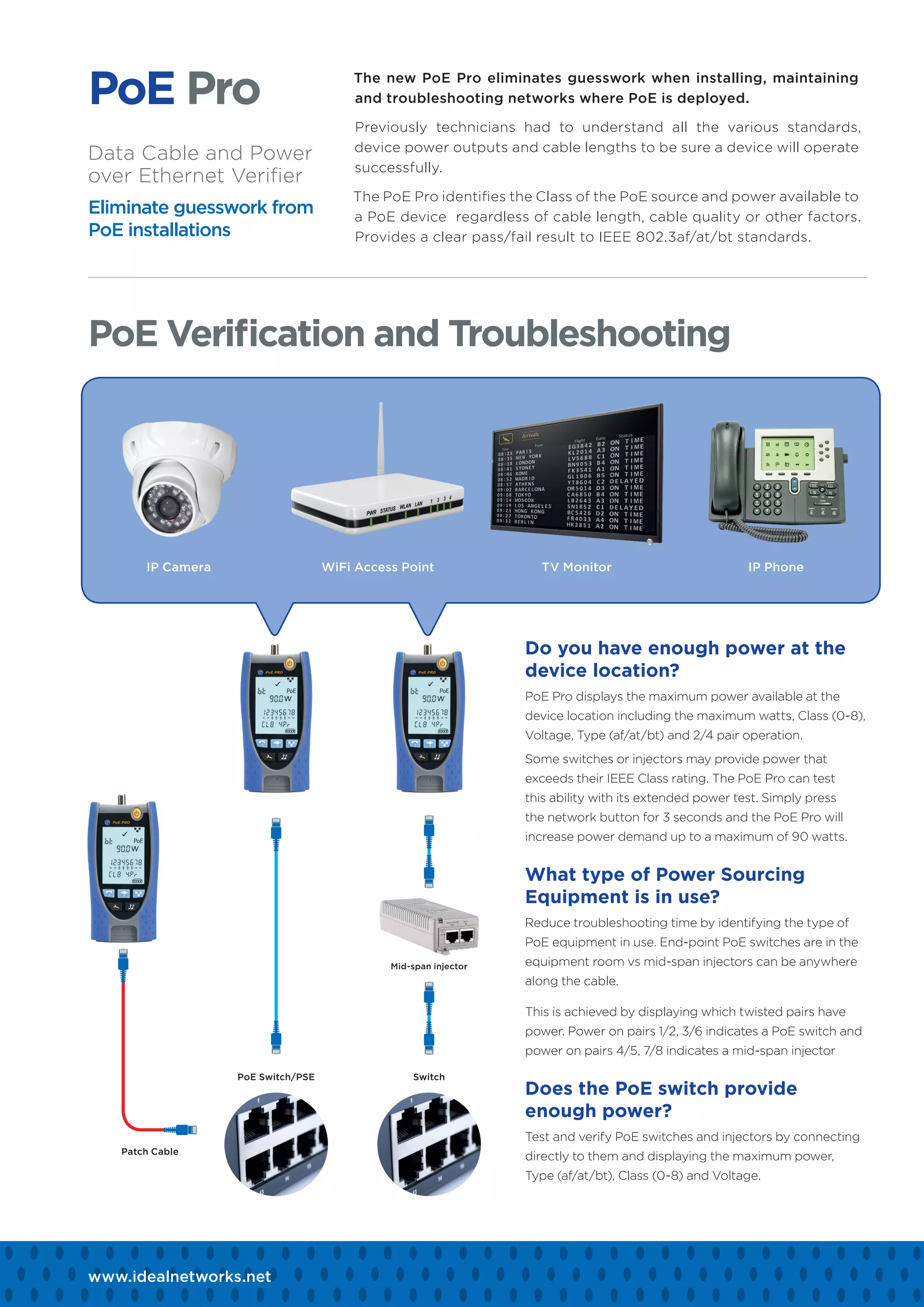 Brosur Ideal Networks PoE Tester - PoE PRO | PDF