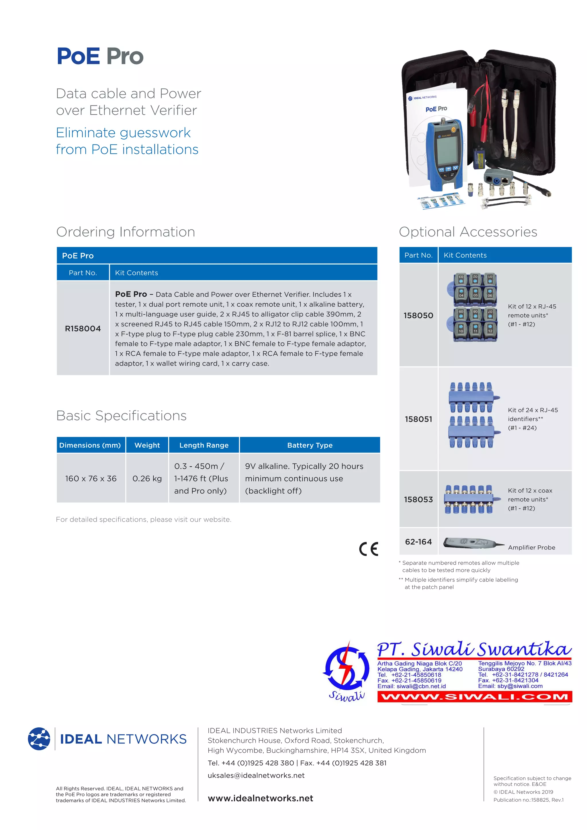 Brosur Ideal Networks PoE Tester - PoE PRO | PDF