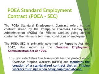 POEA-Standard-Employment-Contract.pptx law | PPTX