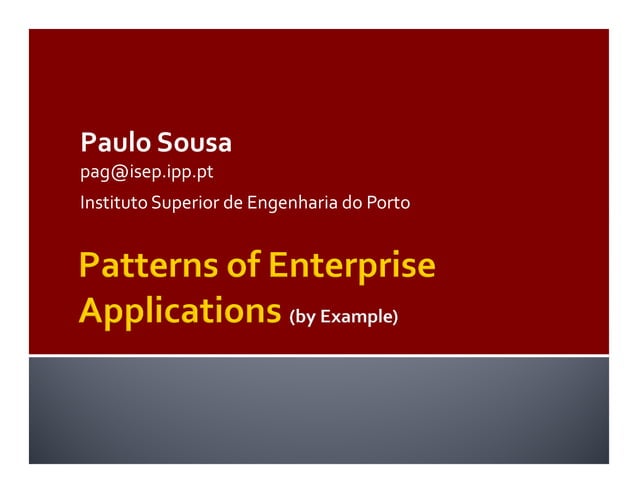 Patterns of Enterprise Application Architecture (by example) | PDF ...