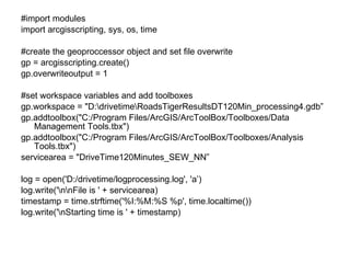Python Coding Examples for Drive Time Analysis | PPT