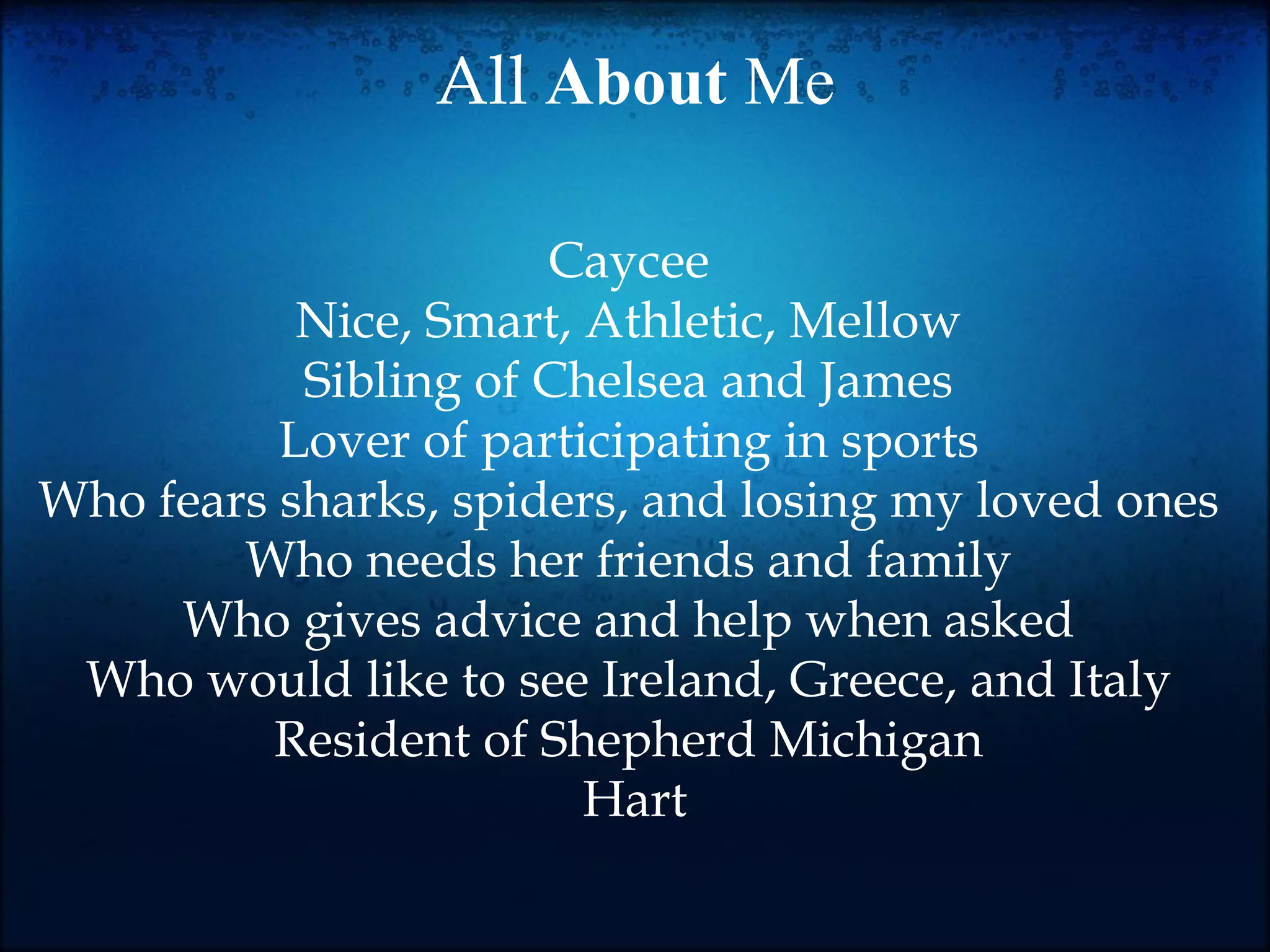All About Me by Caycee Hart | PPT