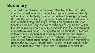 Poem 1 the noble nature (1) | PPTX