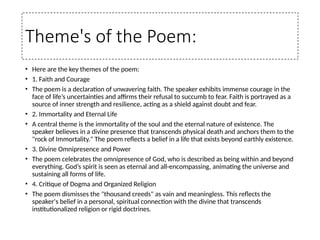 "No Coward Soul Is Mine" Poem Written By "Emily Bronte" | PPTX