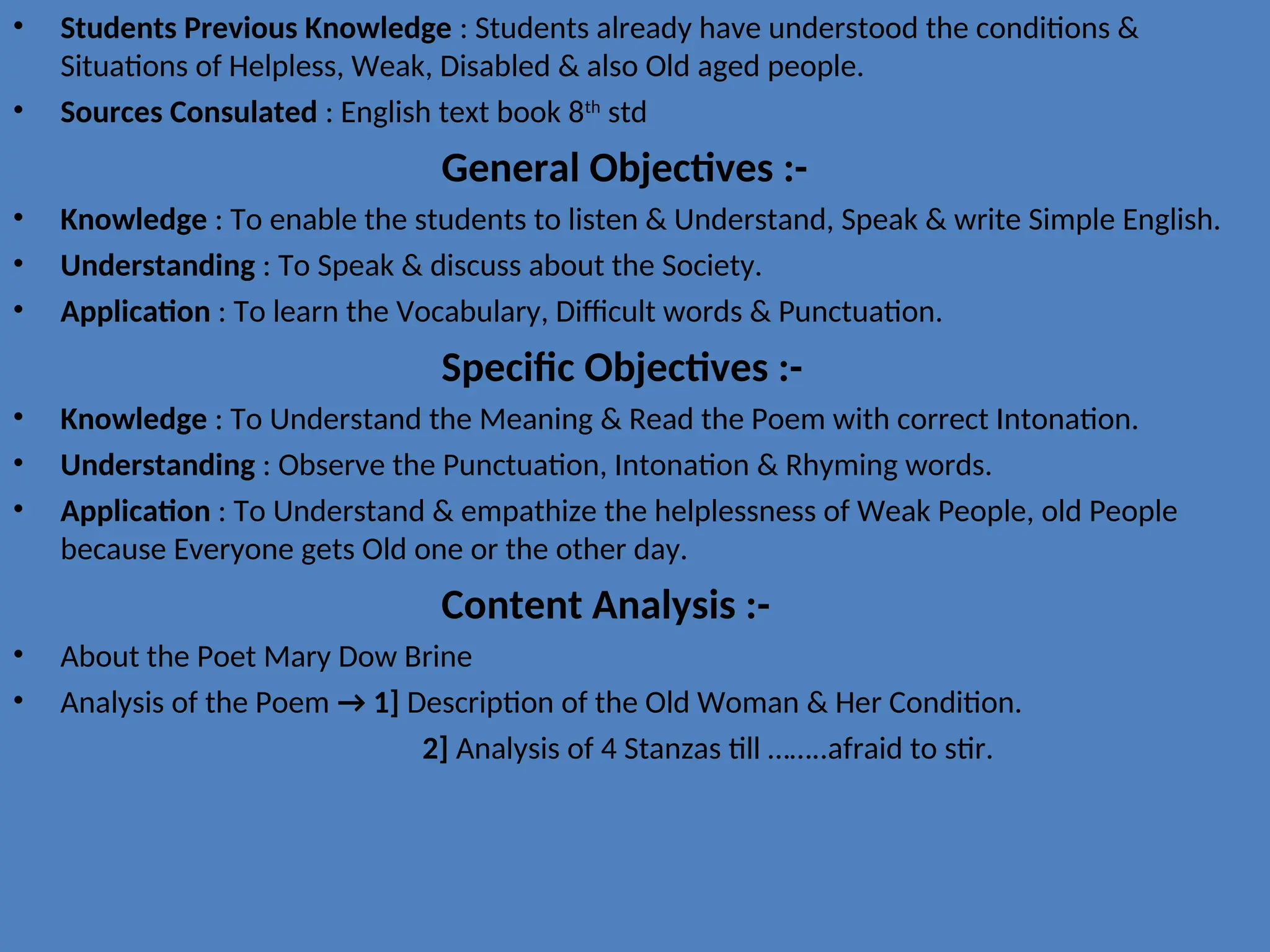 Poem. To Understand the Meaning & Read the Poem with correct Intonation ...