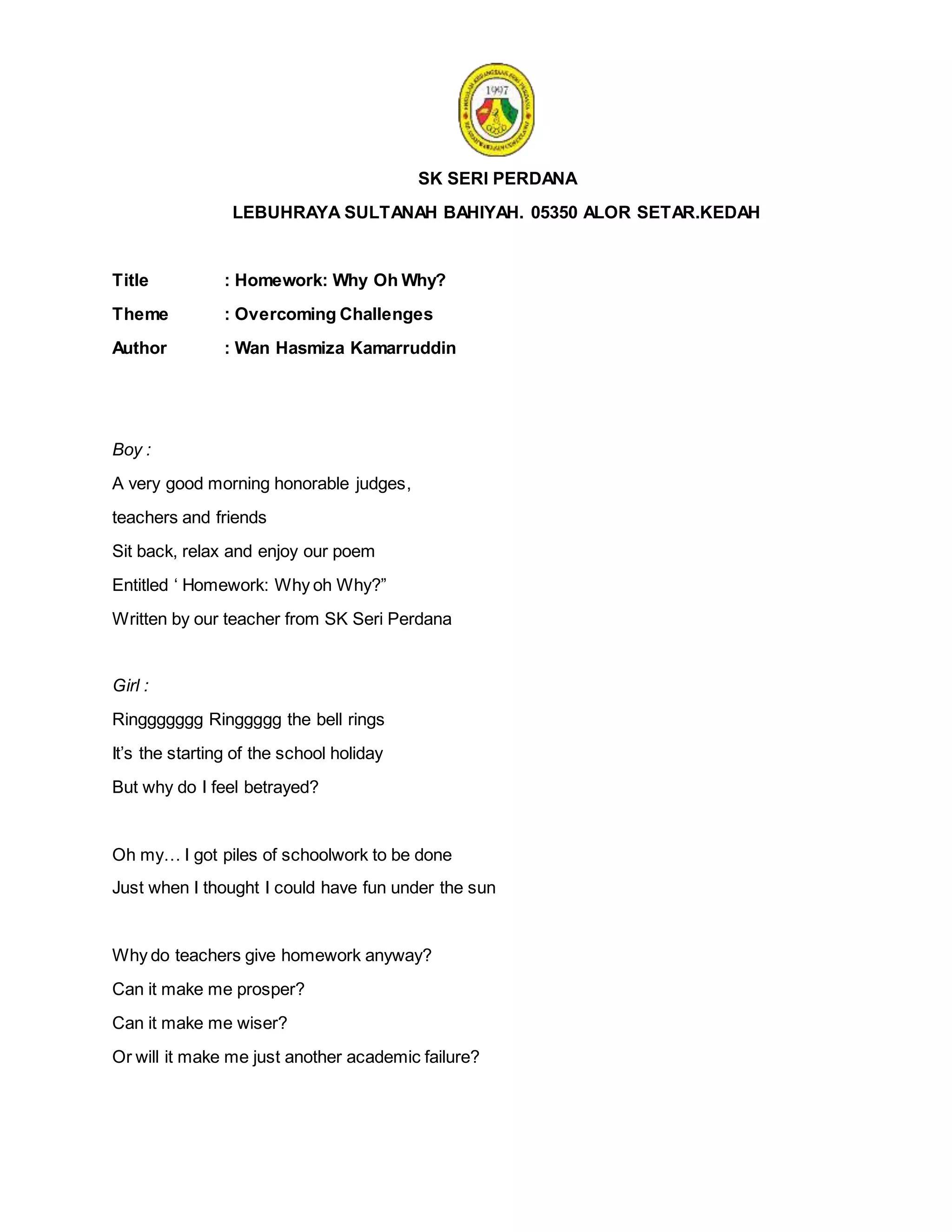 Poem overcoming challenges | DOCX