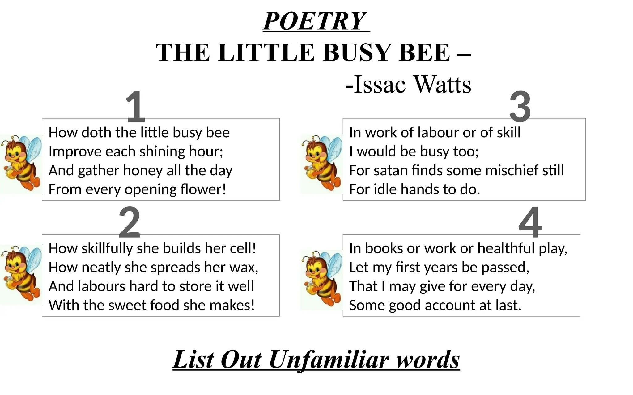 POEM - THE LITTLE BUSY BEE - Issac Watts.pptx