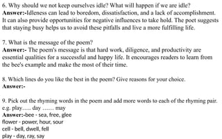 POEM - THE LITTLE BUSY BEE - Issac Watts.pptx