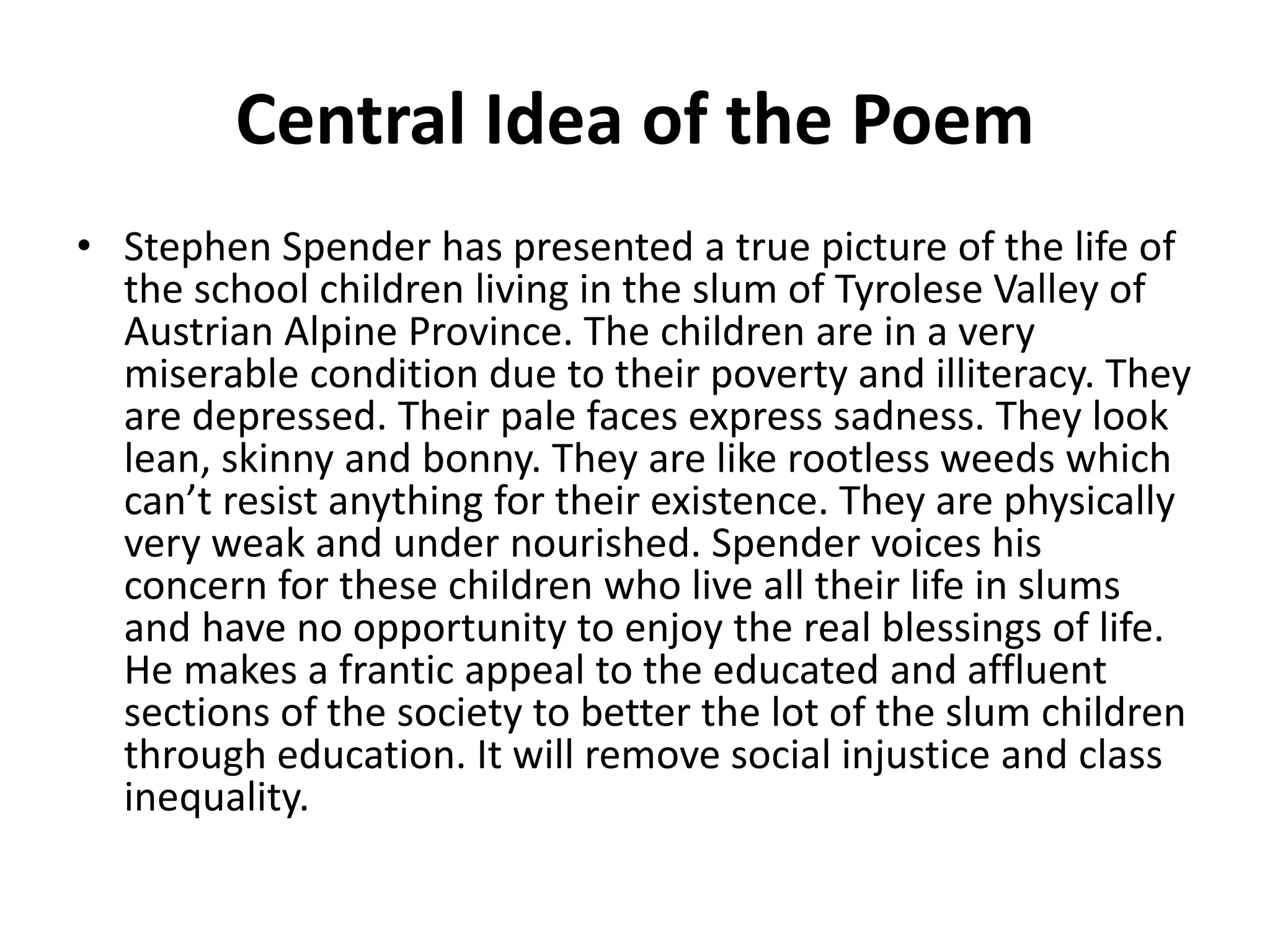 Poem 2 an elementary school classroom in a slum | PPTX