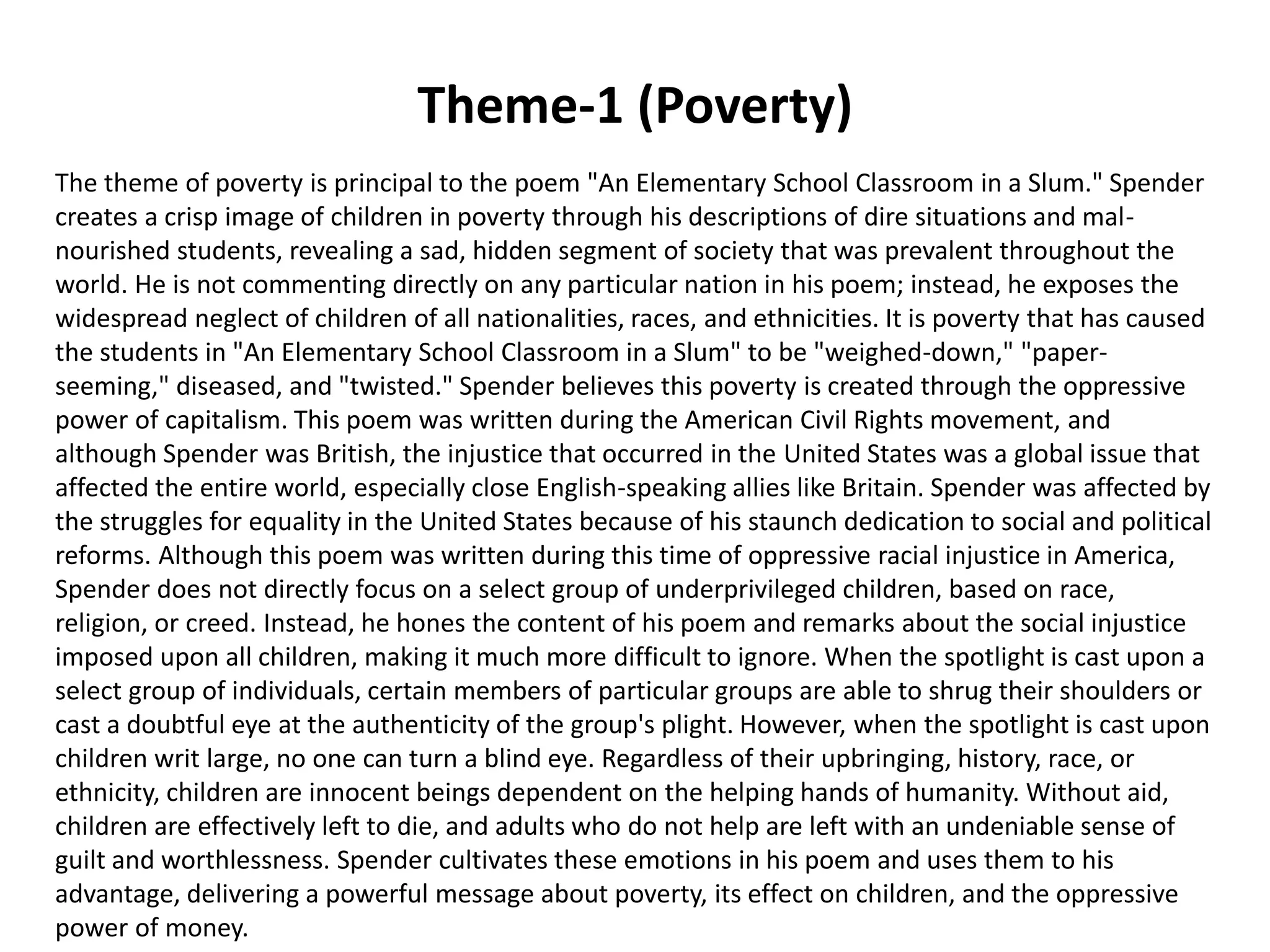 Poem 2 an elementary school classroom in a slum | PPTX