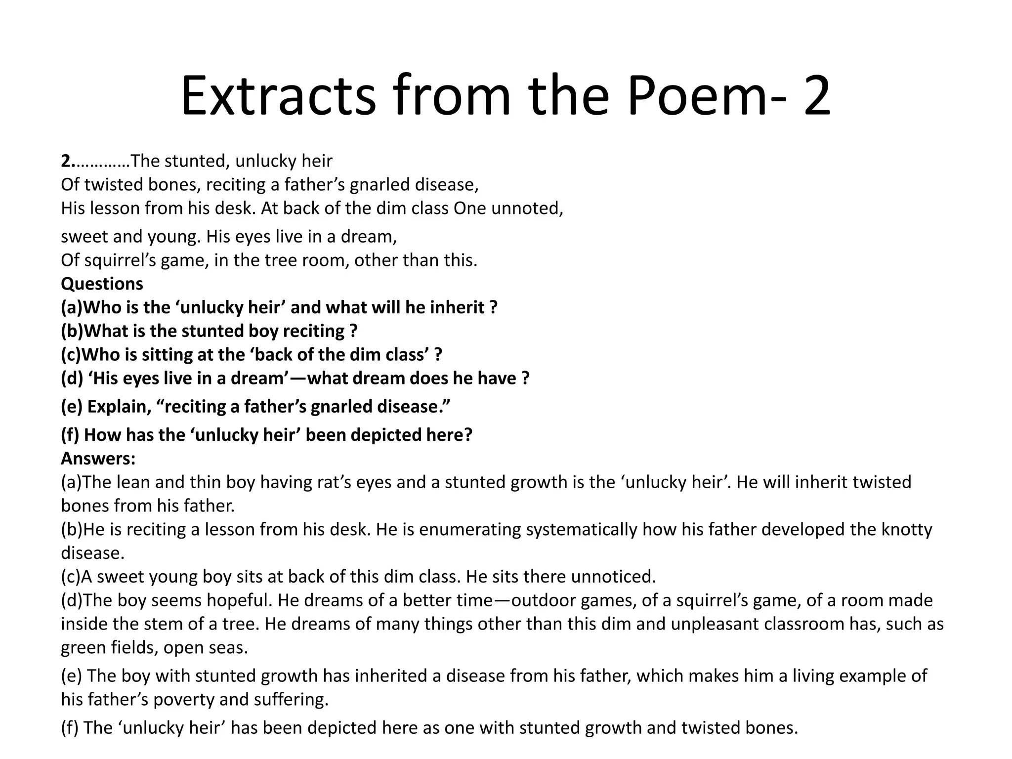 Poem 2 an elementary school classroom in a slum | PPTX