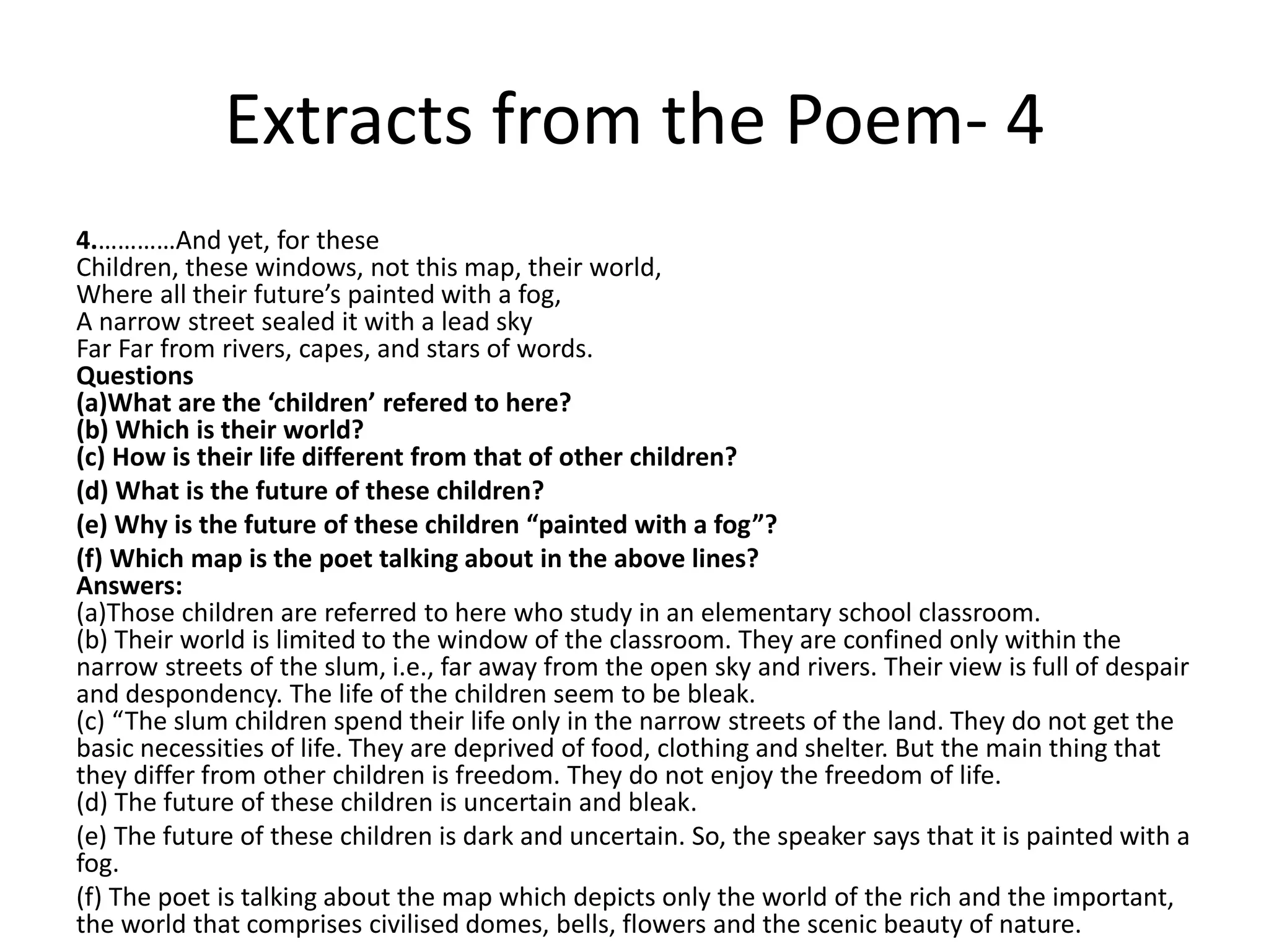 Poem 2 an elementary school classroom in a slum | PPTX