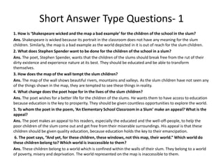 Poem 2 an elementary school classroom in a slum | PPT