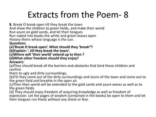 Poem 2 an elementary school classroom in a slum | PPT
