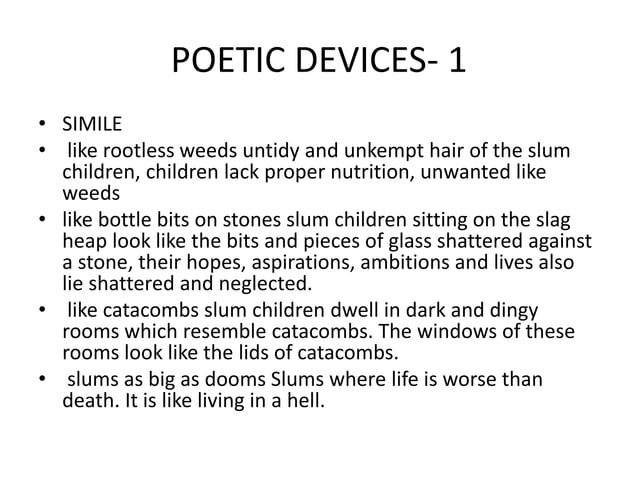 Poem 2 an elementary school classroom in a slum | PPT