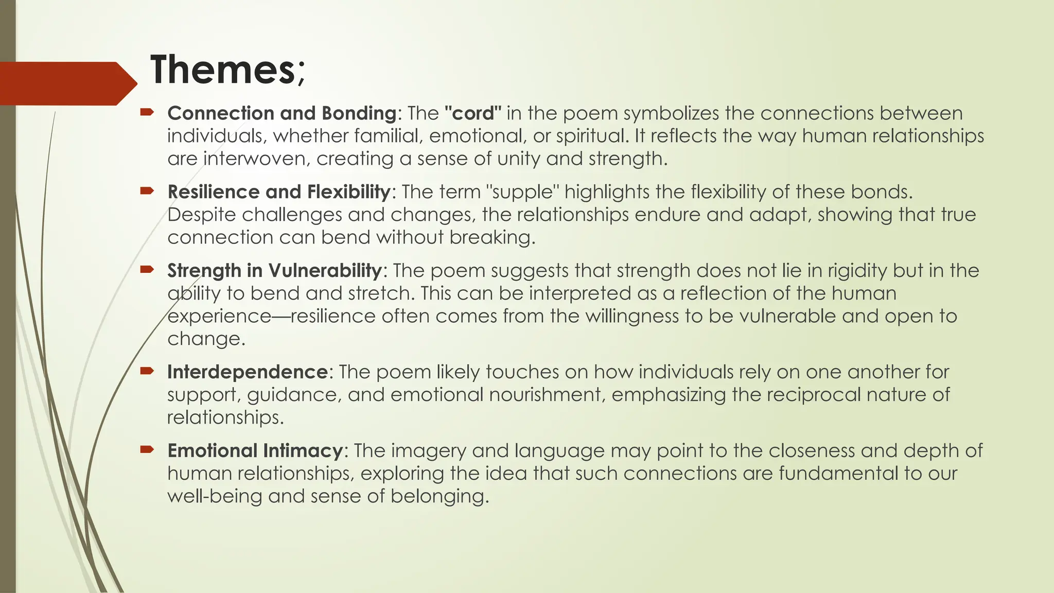 modern poem Supple cord in depth analysis | PPT