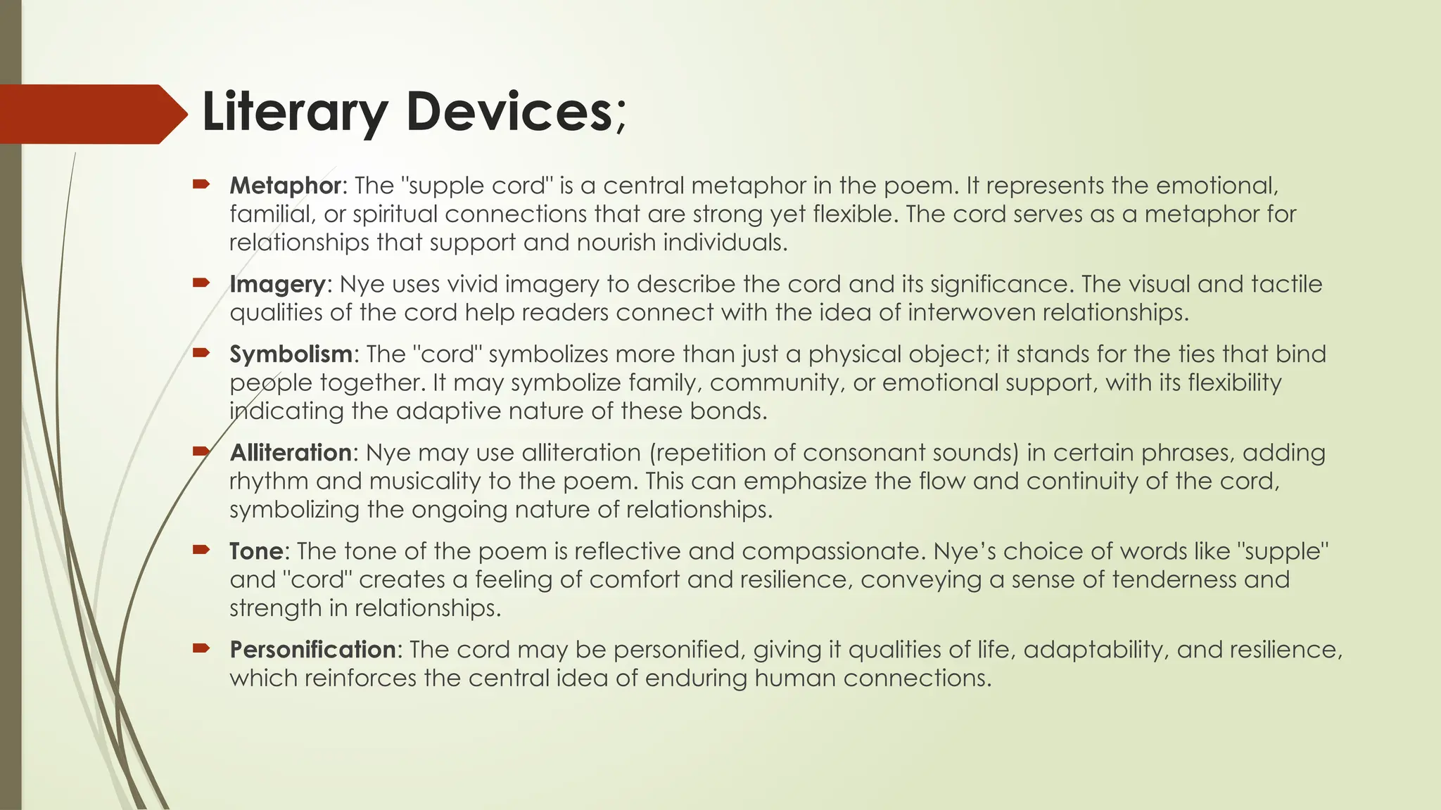 modern poem Supple cord in depth analysis | PPT