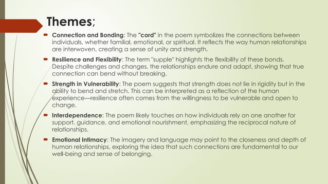 modern poem Supple cord in depth analysis | PPT