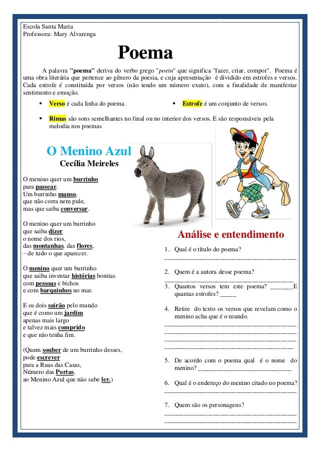 Poema o menino azul de Cecília Meireles - Análise e entendimento