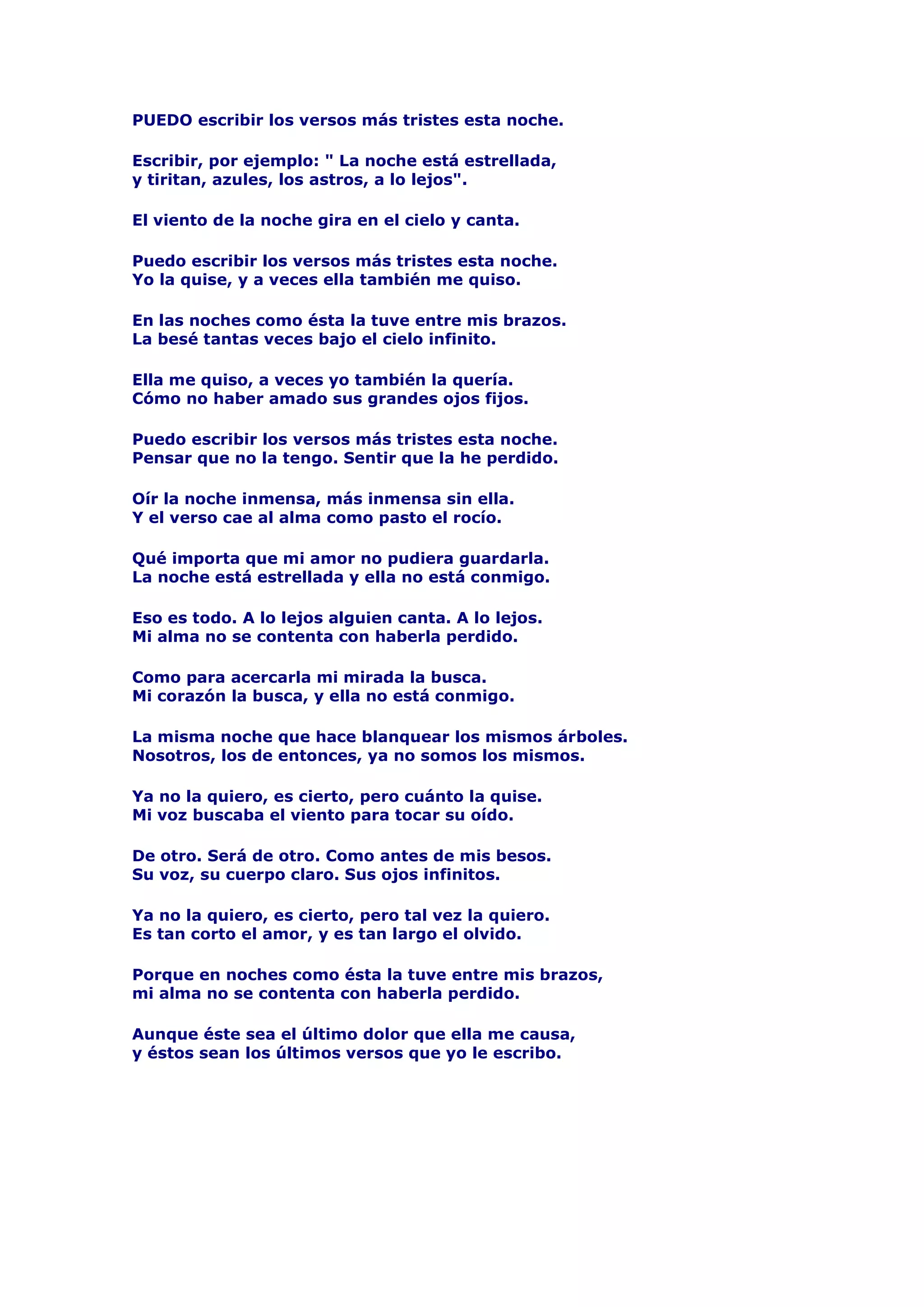 Poema 20 De Pablo Neruda | PDF