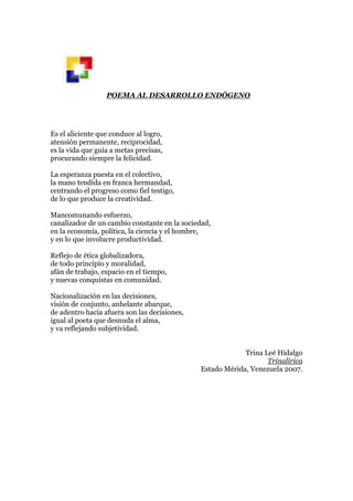 Poema al desarrollo endógeno | DOCX