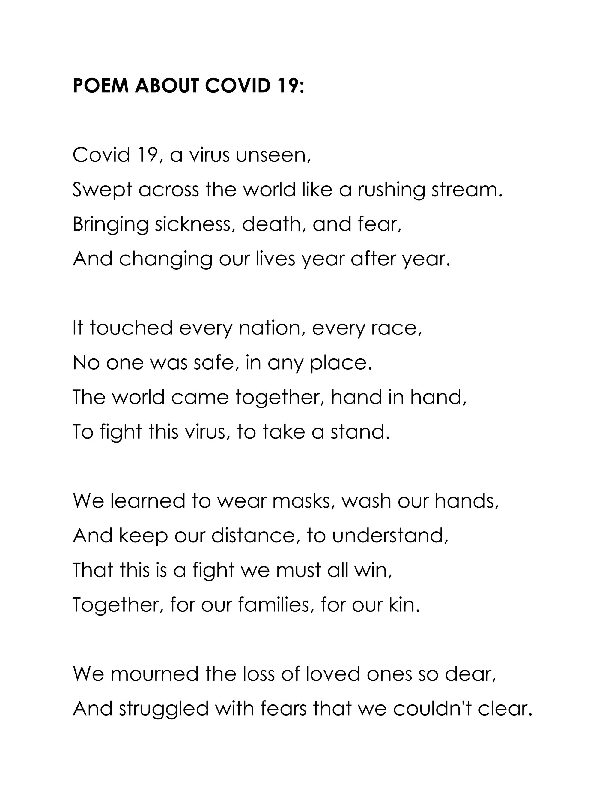 POEM ABOUT COVID 19 | PDF
