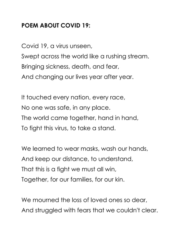 POEM ABOUT COVID 19 | PDF
