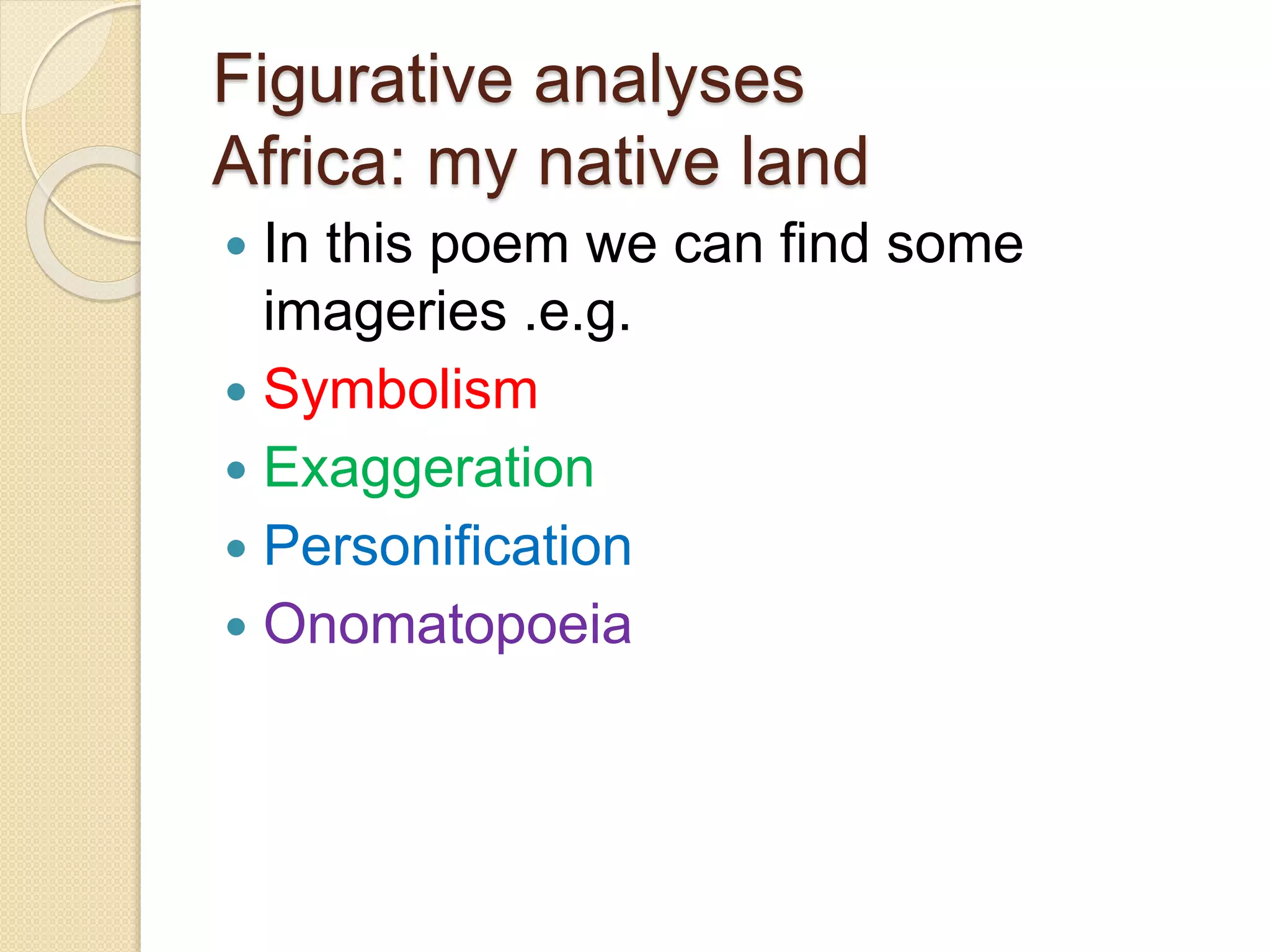Poem analysis [African: my native land by A.C.Dube] | PPTX