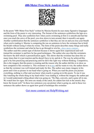 Poem Analysis Essay Example | PDF