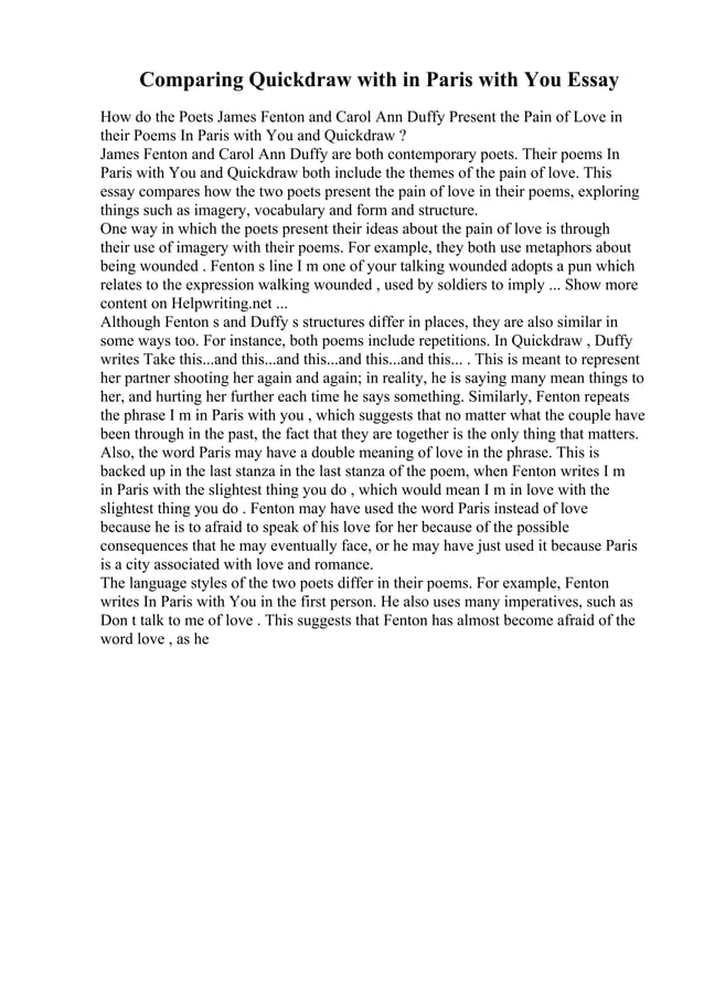 Poem Analysis Essay Example. How to write a Poem Analysis Essay ...