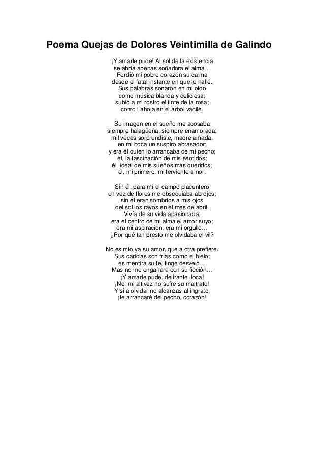 Poema quejas de dolores veintimilla de galindo