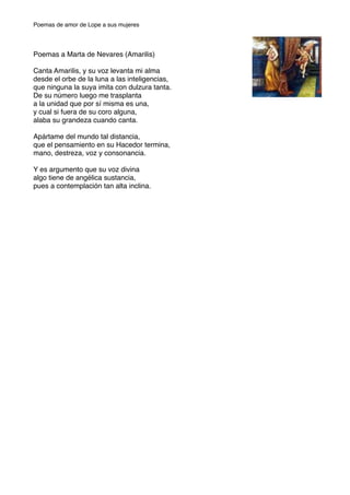 Poemas De Lope De Vega A Sus Mujeres | PDF