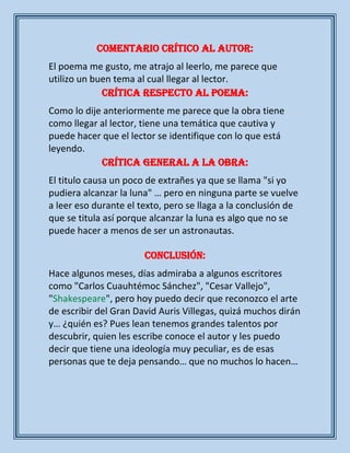 Poema Si Yo pudiera pintar la luna | PDF