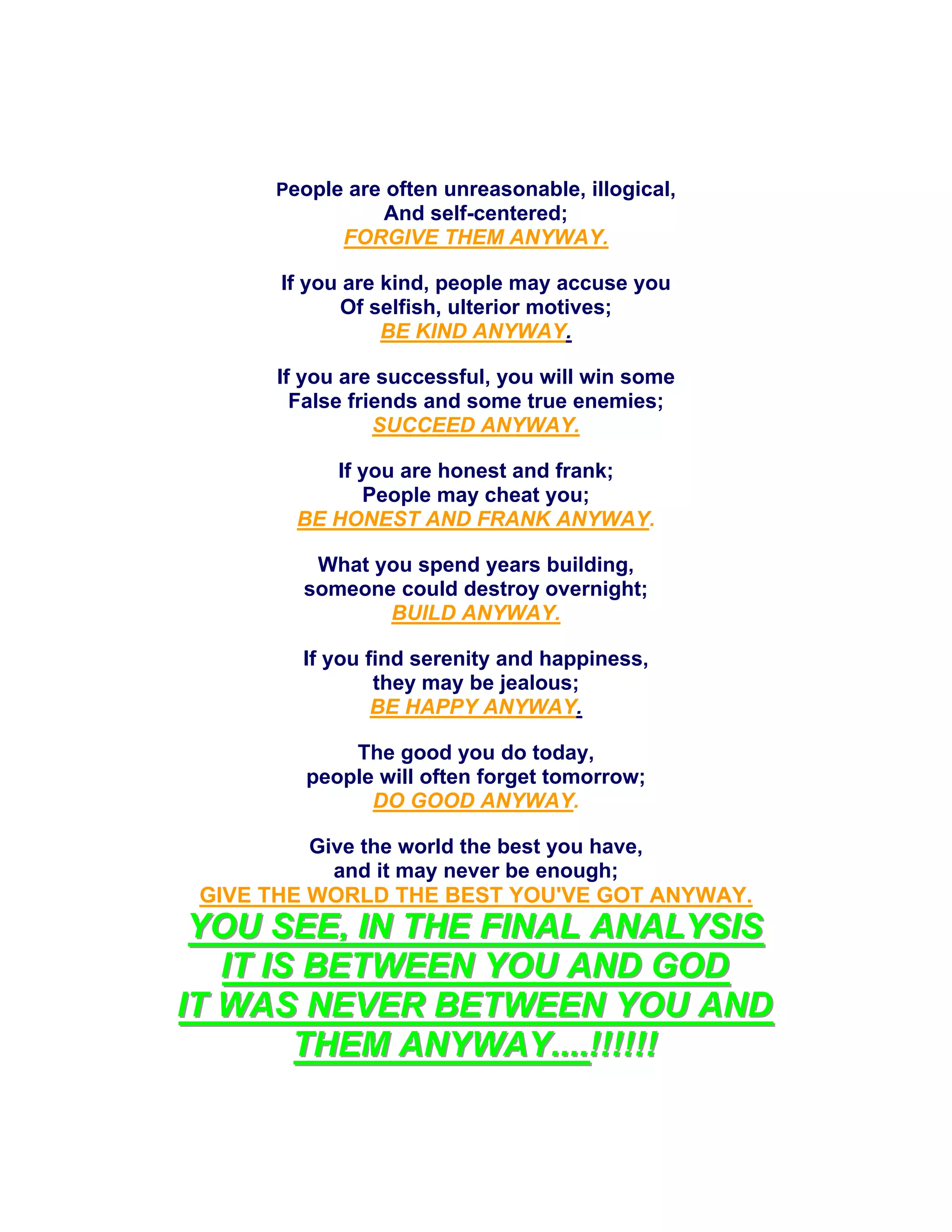 Poem by mother teresa | PDF