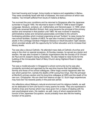 Poem by Teo Kah Leng - I Found a Bone | PDF