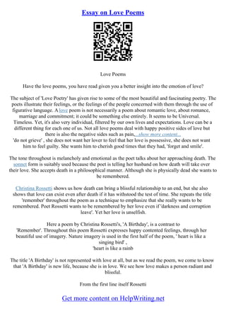 Poem Essays | PDF