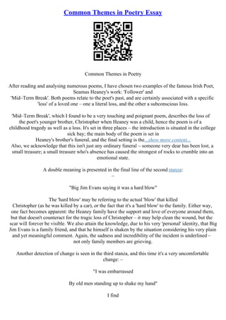 Poem Essays | PDF