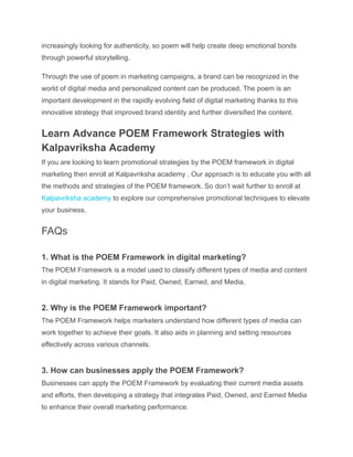 POEM Framework in Digital Marketing: A Complete Guide | PDF