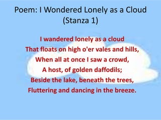 Poem i wondered lonely as a cloud | PPTX
