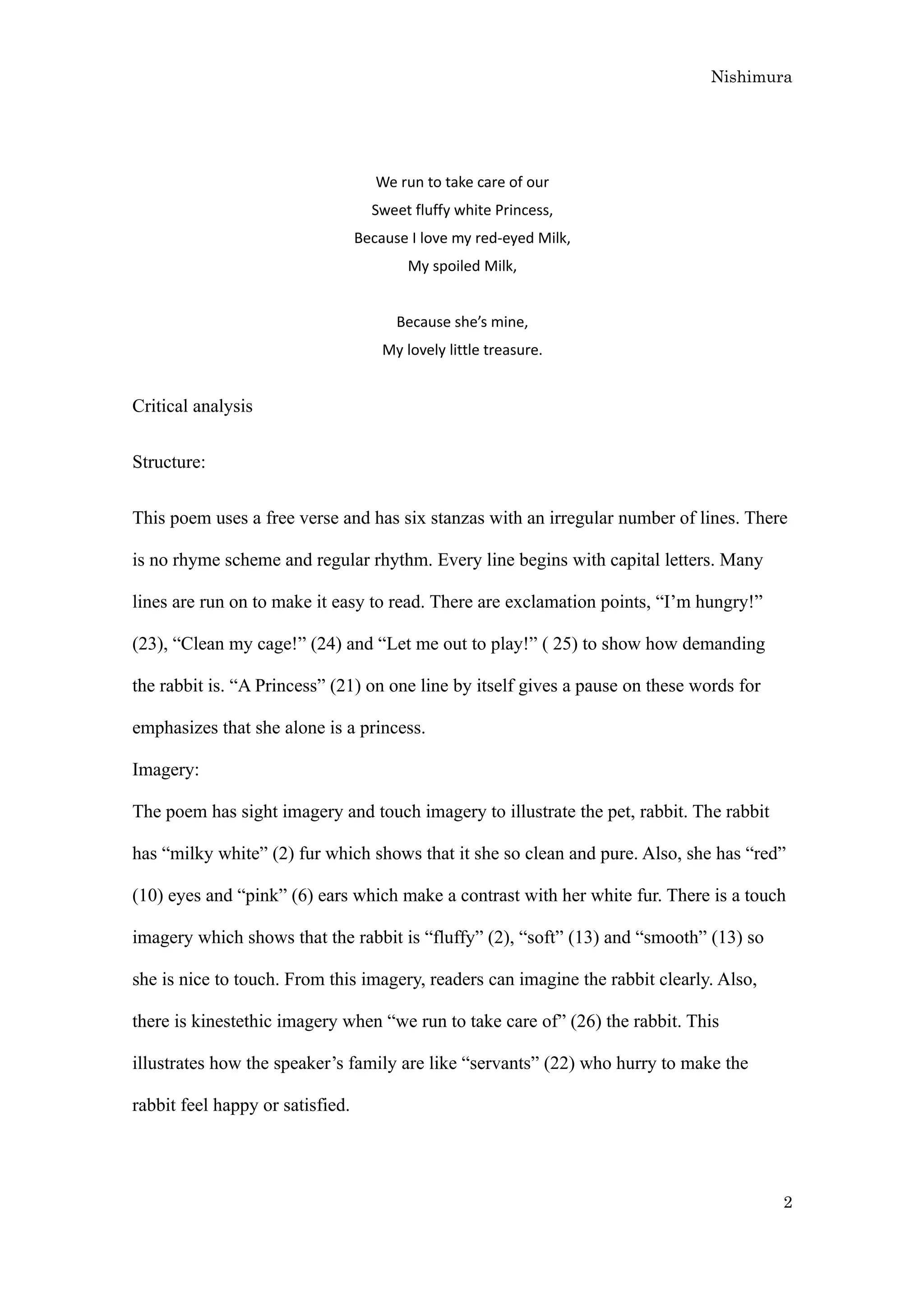 Poem my Precious Rabbit | DOC