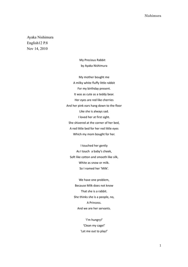 Poem my Precious Rabbit | DOC