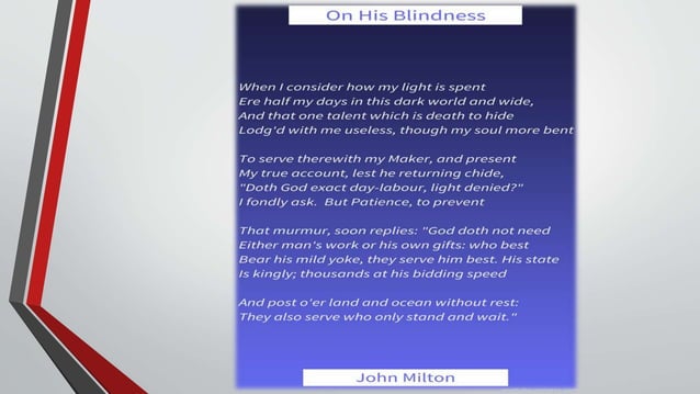 Poem On his blindness | PPT