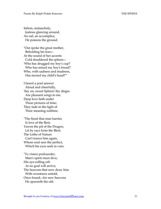 Poems By Ralph Waldo Emerson