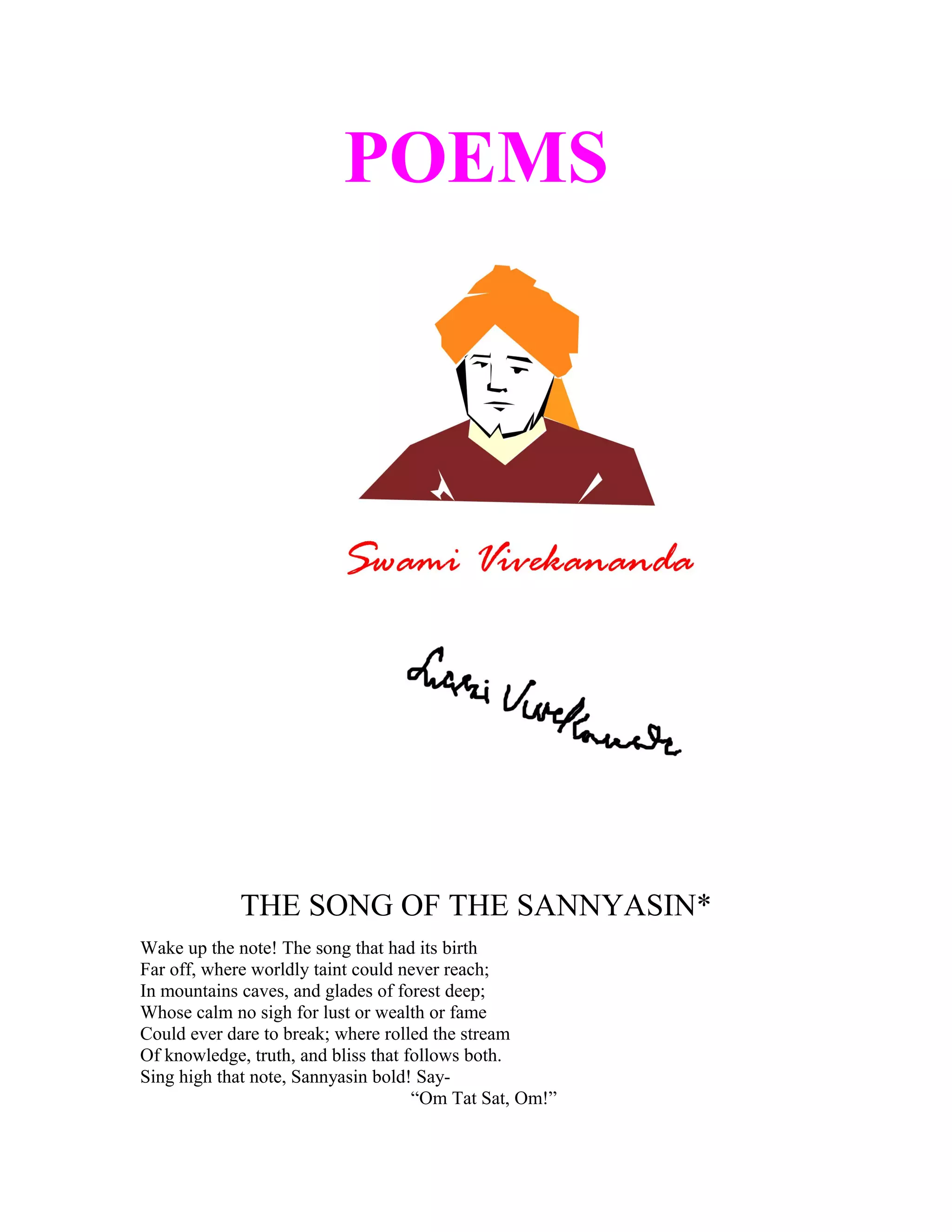 Poems the song of the sannyasin - adapted from swamivivekananda's ...