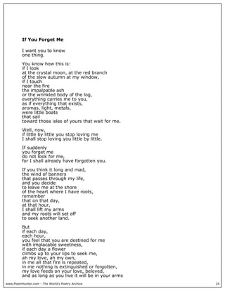 Pablo Neruda If You Forget Me