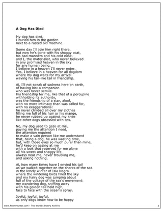 A Dog Has Died By Pablo Neruda Meaning