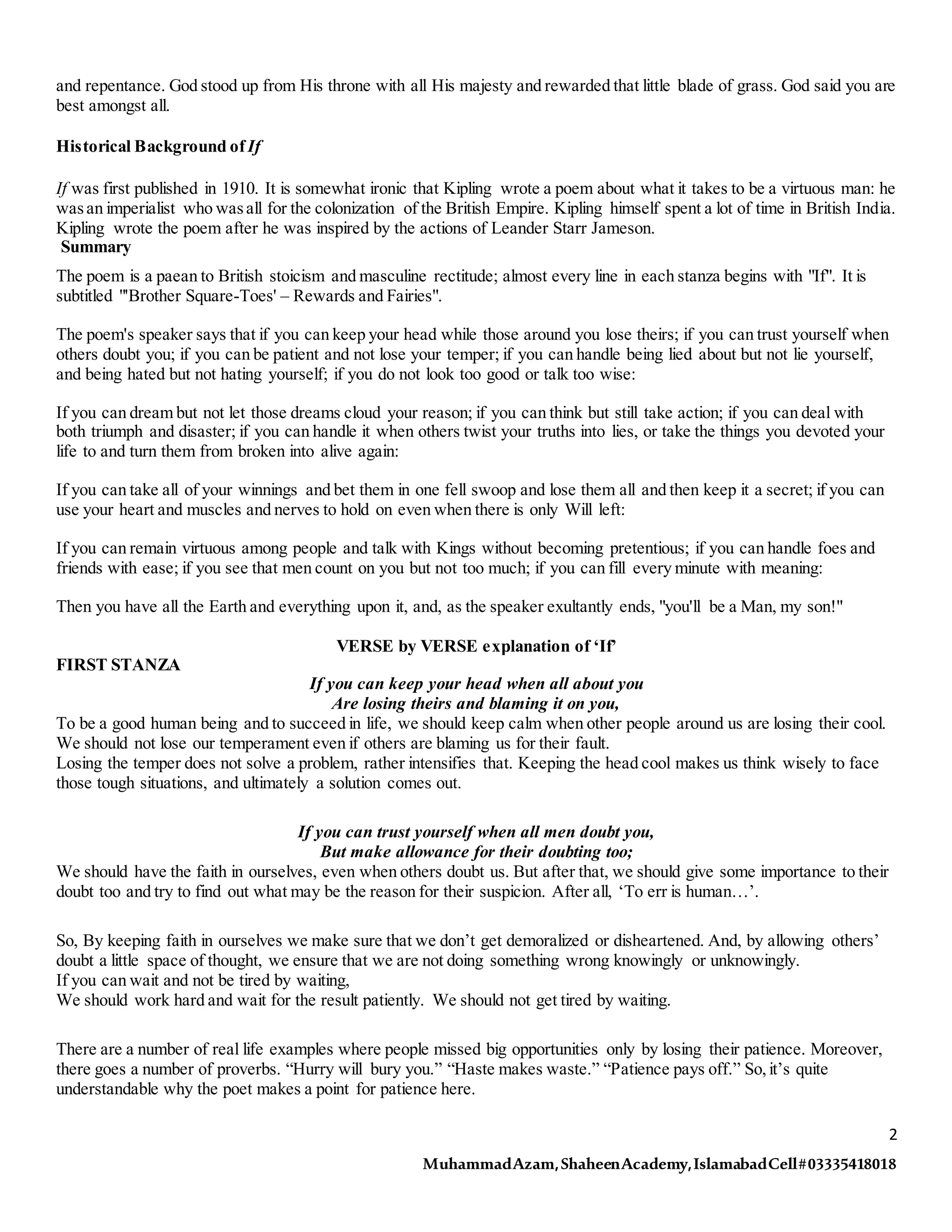 Poems notes 2nd Year English Federal Board/KPK | DOCX