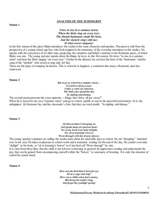 Poems notes 2nd Year English Federal Board/KPK | DOCX