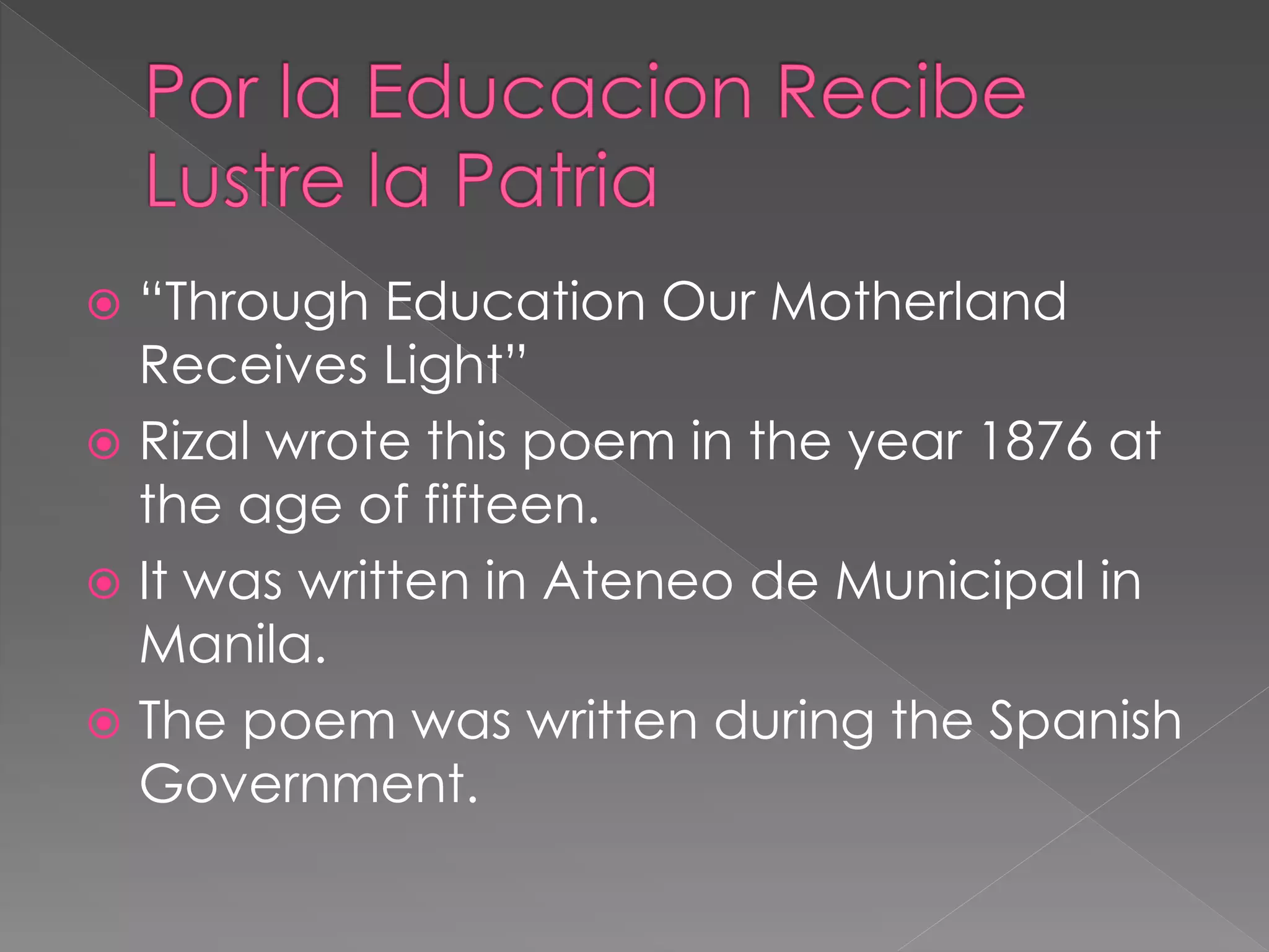 Poems of Rizal | PPTX